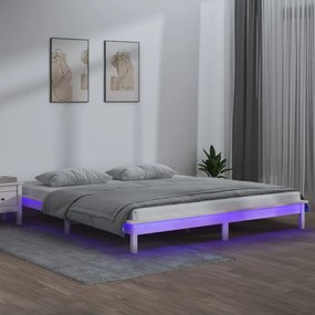 Rám postele s LED světlem bílý 135x190 cm Double masivní dřevo