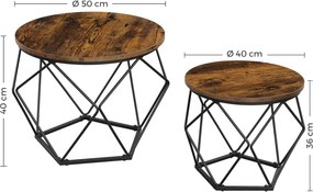 Konferenční stolek, 2 boční stolky, ø50cm a ø40cm, hnědo-černé