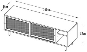 Designový TV stolek Taiyanna 160 cm šedý