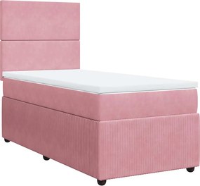 Box spring postel s matrací růžová 100x200 cm samet 3294561