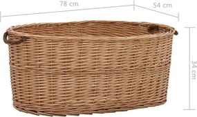 Koš na dřevo s držadly 78 x 54 x 34 cm přírodní vrba 286983