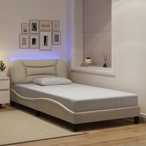 Rám postele s LED bez matrace Hvar Cream 100x200 cm Látka 3213688