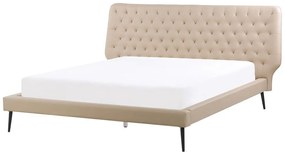 Eko kožená postel 160 x 200 cm béžová ESSONNE Beliani
