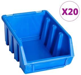 Stohovatelné úložné zásobníky 20 ks modré plast 146284
