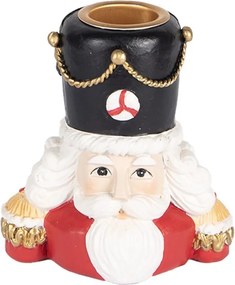 Červený svícen na úzkou svíčku Louskáček Nutcracker - 8*6*9 cm