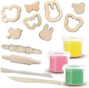 SES CREATIVE Modelína Eco bezlepková / 3x 90g + dřevěné nástroje / od