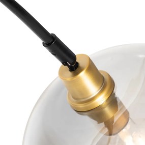 Smart Arc Floor Lamp Black with Gold and Smoke Glass incl. WiFi G95 - Zuzanna