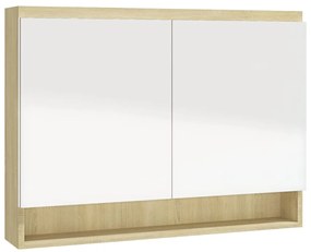 vidaXL Marketos Koupelnová skříňka se zrcadlem 80 x 15 x 60 cm MDF bílá a dub