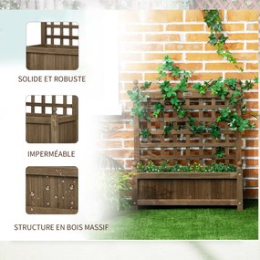 Zahradní truhlík s mříží Outsunny - Květinový box - Vysoký truhlík - rozměry 64D x 28Š x 75V cm, včetně zavlažovacích vložek z ošetřeného smrkového dř