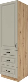 STILO ac | vysoká skříňka 60 DKS-210 3S 1F potravinová | 60 cm | UNI dvířka | artisan/světle šedá