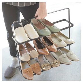 Černý široký stojan na boty YAMAZAKI Tower Shoe Rack