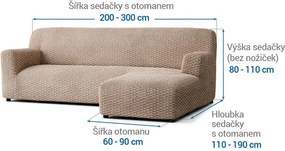 Bielastické potahy MOSAICO béžové sedačka s otomanem vpravo (š. 170 - 300 cm)