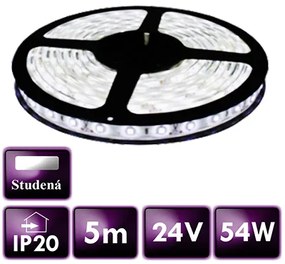 LED pásek - SMD 2835 - 5 m - 60 LED/m - 10,8 W/m - 24V - IP20 - studená bílá