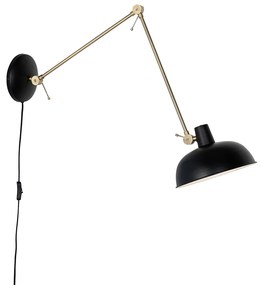 Retro nástěnná lampa černá s bronzem - Milou