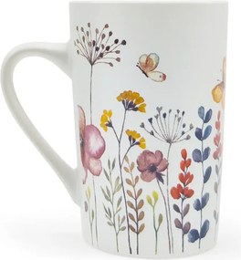 Porcelánový hrnek Růžová louka, 300 ml – pastelový luční motiv v růžových tónech, matný povrch