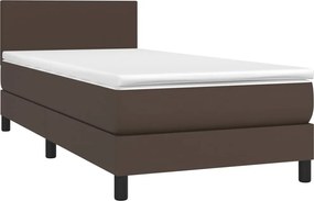 vidaXL Box spring postel s matrací a LED 90x200 cm umělá kůže [3134084] Barva: Bílá