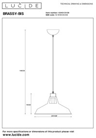 Lucide 43401/31/30 závěsné svítidlo Brassy-Bis, černé, E27, ø31cm