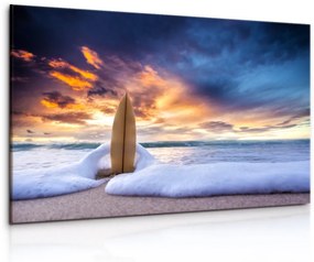Malvis ® Obraz Surf v písku s malebnou oblohou Velikost: 90x60 cm