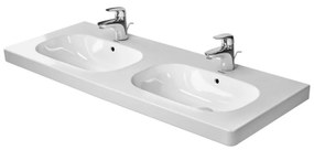 Duravit D-Code - Dvojumyvadlo, 1 otvor pro armaturu propíchnutý, 120 x 49 cm, bílé 03481200002