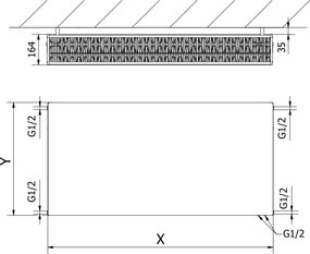 Mexen, Mexen Flat CVF33 panelový radiátor 500 x 600 mm, spodní připojení, 1140 W, bílý - W633F-050-060-00