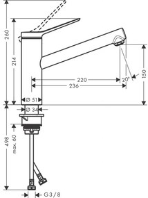 Hansgrohe Zesis M33 - Páková kuchyňská baterie 140, 1jet, vzhled nerezu 74802800