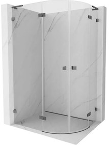 Mexen Lunar, L půlkruhový sprchový kout naklápěcí doleva 100 x 70 cm, 8mm čiré sklo, profil grafit broušený, 833L-100L-070P-66-00