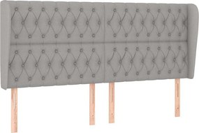 Čelo postele typu ušák světle šedé 203x23x118/128 cm textil 3118314
