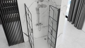 Rea Molier Black Double, sprchový kout se skládacími dveřmi 80(dveře) x 80(dveře), 6mm čiré sklo, černý profil, KPL-K3011