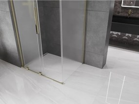 Mexen Velar L, sprchový kout s posuvnými dveřmi 100 x 80 cm, 8mm sklo námraza, zlatá lesklá, 871-100-080-33-50