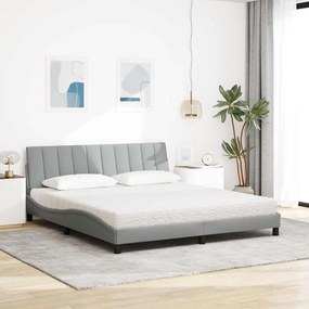Postel s matrací Hanko světle šedá 180 x 200 cm textil 3310545