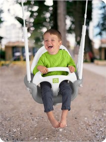 Kbelíková houpačka Ricokids 3 v 1 šedá a bílá