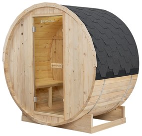 Juskys Venkovní sudová sauna Spitzbergen M délka 120 cm průměr 180 cm (3,6 kW)