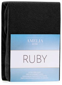 Froté prostěradlo s gumou AmeliaHome Ruby černé