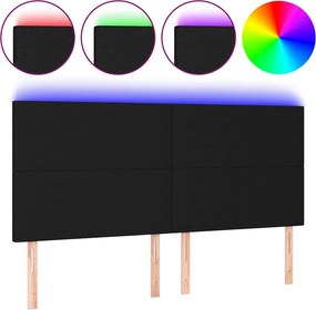 Čelo postele s LED černé 180x5x118/128 cm textil 3122160