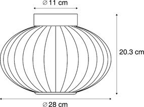 Designové stropní svítidlo černé 28 cm s fialovým sklem vč. LED 3-stupňové stmívatelné - Margherite