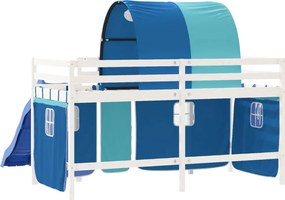 vidaXL Dětská patrová postel s tunelem 90x200 cm borovice [3207049] Barva: Přírodní a modrá