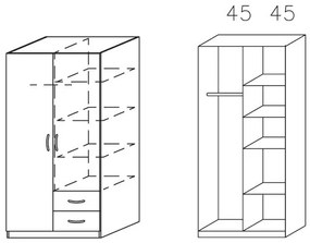 Šatní skříň Case, 91 cm, dub artisan