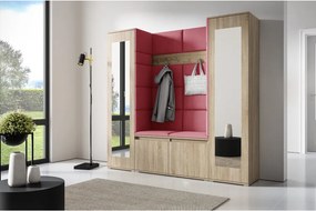 Eka Předsíňová stěna s čalouněnými panely Trinity 31 - Sonoma / Červená 2309