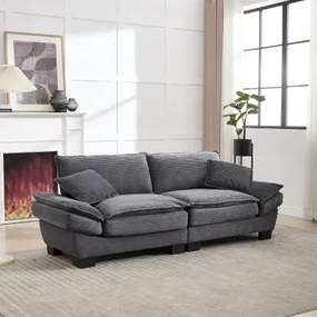 Aosom Moderní dvoumístná látková pohovka, pro obývací pokoj/spižínu/kancelář, 224 x 81 cm, tmavě šedá