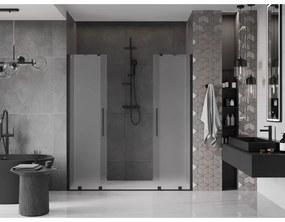 Mexen Velar Duo, posuvné sprchové dveře do otvoru 180 cm, 8mm sklo námraza, černá matná, 871-180-000-32-70
