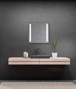 Amirro Zrcadlo na zeď chodbu do pokoje ložnice koupelny předsíně LUMINA SENZOR LED - 70 x 70 cm se dvěma  LED podsvícenými pruhy a  s dotykovým sensorem 901-480