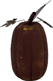 Hnědá antik kovová dekorace dýně Pumpkin Rust - Ø 16*30 cm