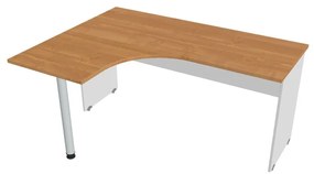 Stůl ergo pravý 160*120 cm - Hobis Gate GE 60 P Dekor stolové desky: olše, Dekor lamino podnože: bílá, Barva nohy: stříbrná