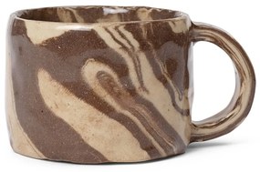 ferm LIVING Keramický hrnek Ryu Sand/Brown 200 ml, hnědá barva, keramika