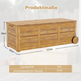 Costway 182 L dřevěný zahradní box na kolečkách s voděodolnou vnitřní taškou