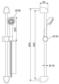 EBS Sprchový set 60 cm, 1 jet S_SK610