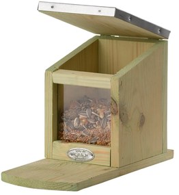 Krmítko pro veverky Ema, 19x12,5x25,5 cm, dřevo/kov, hnědá
