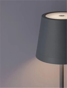 NV 9223404 Venkovní stolní lampa SEINA šedý hliník a akryl LED 2W 2700K 5V DC IP54 vypínač na těle nabíjecí s PG základnou nebo USB C kabelem - NOVA LUCE