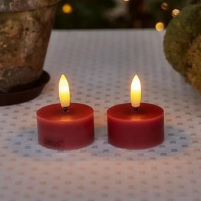 Sada LED čajové svíčky na baterie Sille Tealight, Ø 4,5 × 2,2 cm, švestkové, z pravého vosku, balení 2 ks
