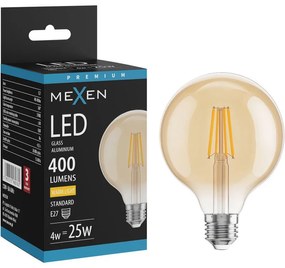 Mexen Vintis LED filamentová žárovka E27, G95, 4W, Teplá - 2700K, 400 lm, jantarová - L157-E27-0427-50